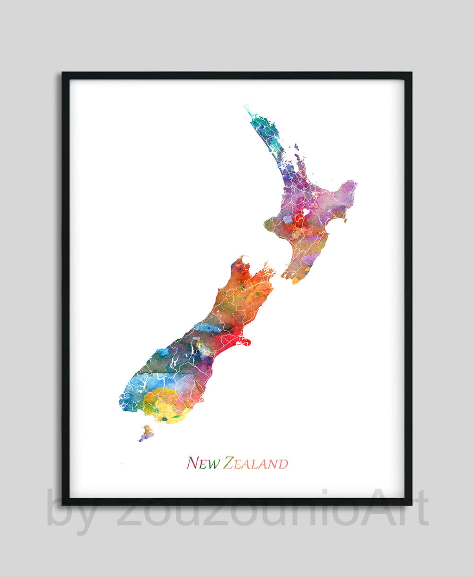 New Zealand Map Print New Zealand Poster New Zealand Wall - Etsy