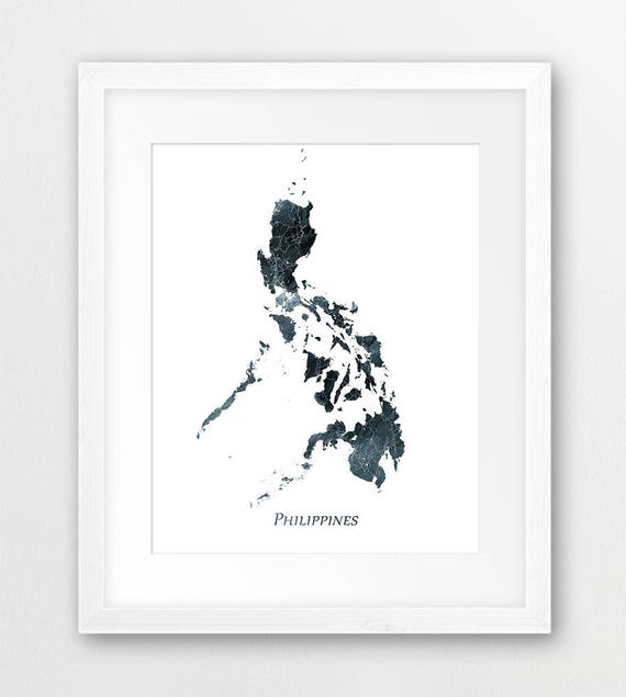 Philippines Map Print Philippines Watercolor Poster | Etsy