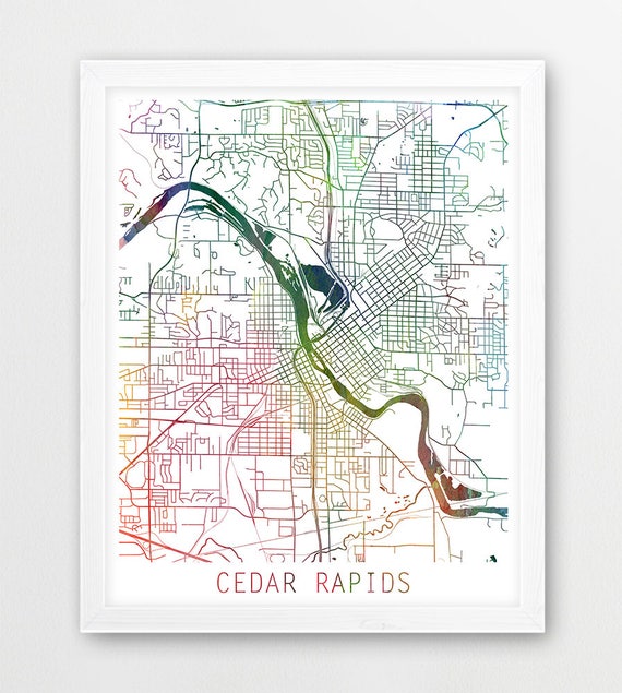 Cedar Rapids City Urban Map Poster Cedar Rapids Street Print | Etsy