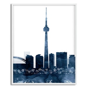Toronto Skyline Set of 3 Prints, Toronto Triptych Navy Blue White ...