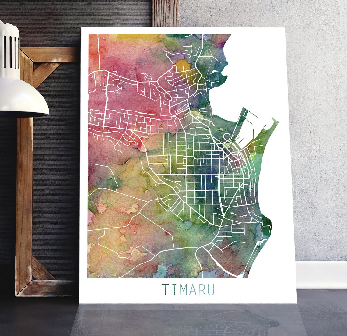 Timaru Map Print Timaru Street Map Poster Watercolor Timaru | Etsy