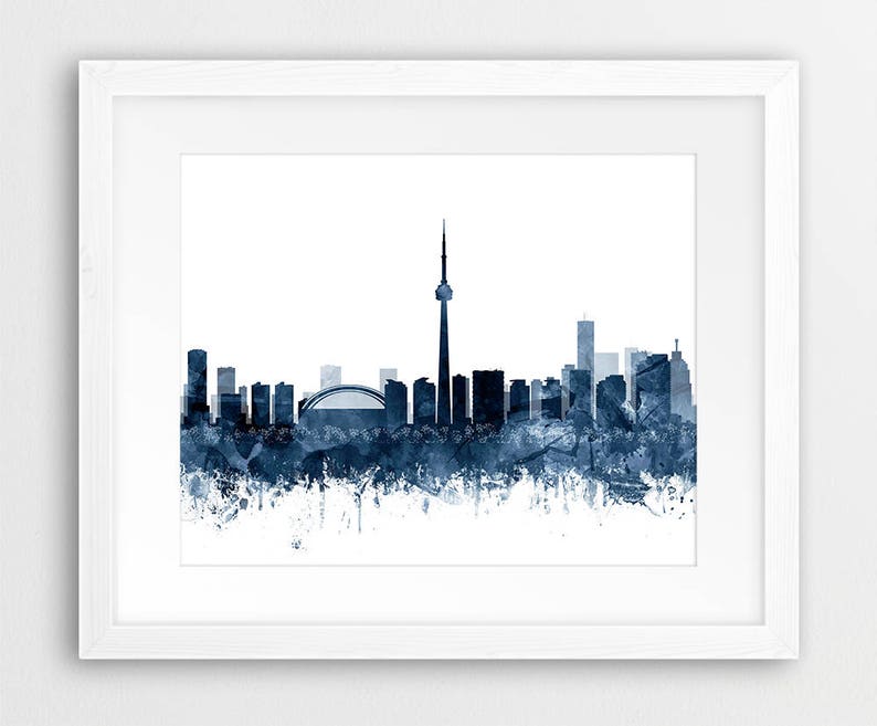 Toronto Skyline Print Toronto Watercolor Navy Blue Toronto | Etsy Canada