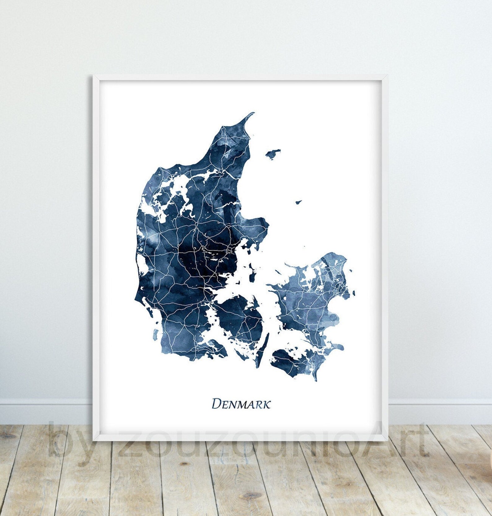 Denmark Map Print Denmark Map Art Poster Denmark Map | Etsy