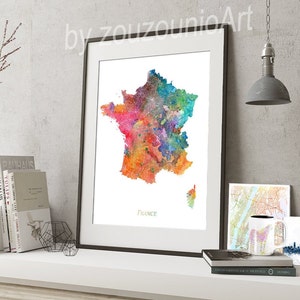 France Map Print, France Watercolor Map Poster, Country Map Art ...