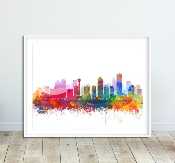Calgary Skyline Print Calgary Watercolor Poster Calgary | Etsy Canada