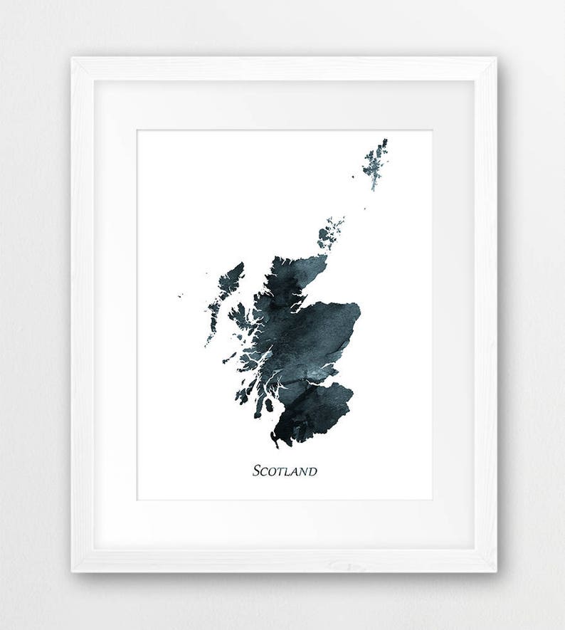 Scotland Map Print, Scotland Wall Art, Watercolor Map Poster, Scotland ...