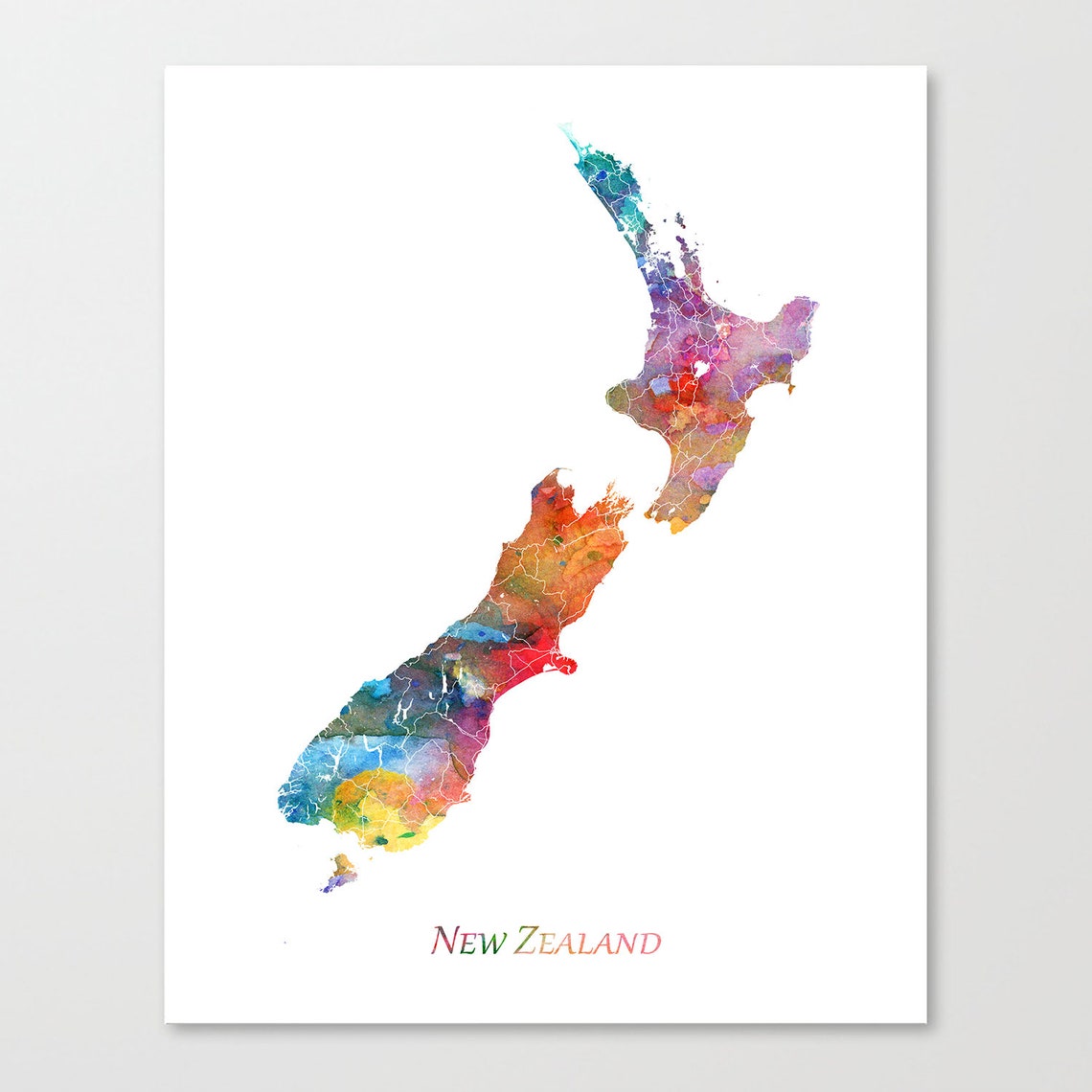 New Zealand Map Print New Zealand Poster New Zealand Wall - Etsy