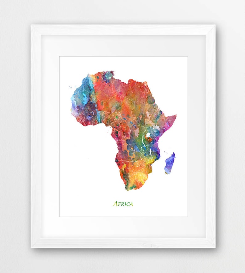 Africa Map Print Africa Map Decor Africa Wall Art | Etsy