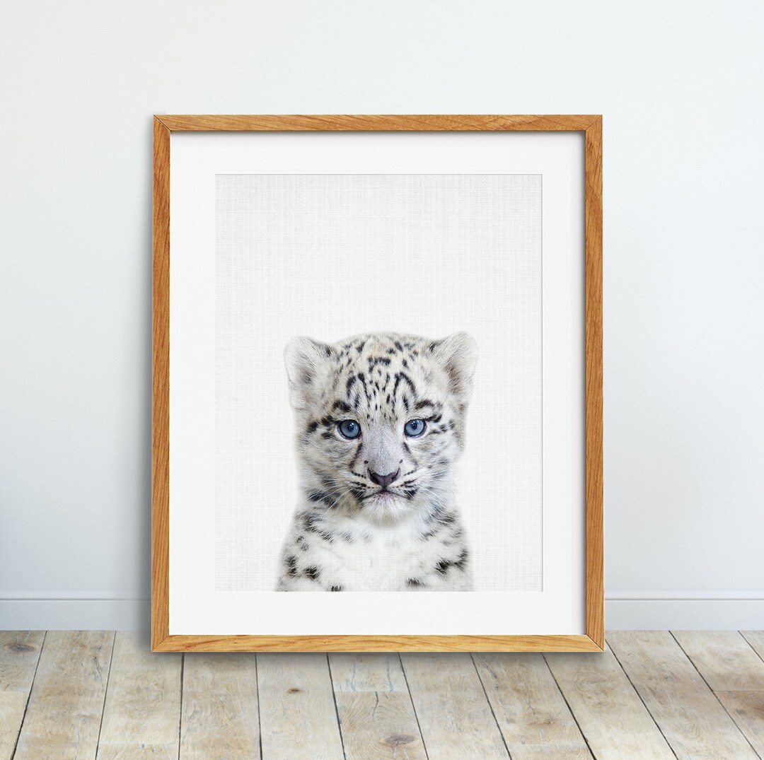 Snow Leopard Print, Nursery Animal Wall Art, Mountain Animal, Cub ...