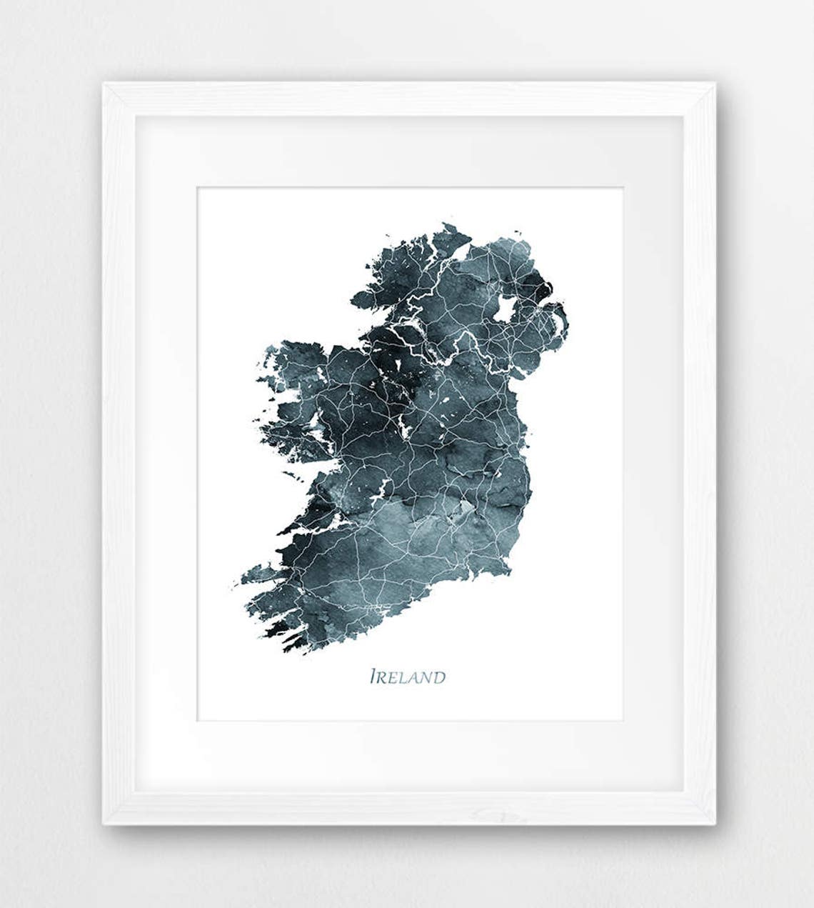 Ireland Map Print, Ireland Watercolor Map Poster, Ireland Map Wall Art ...