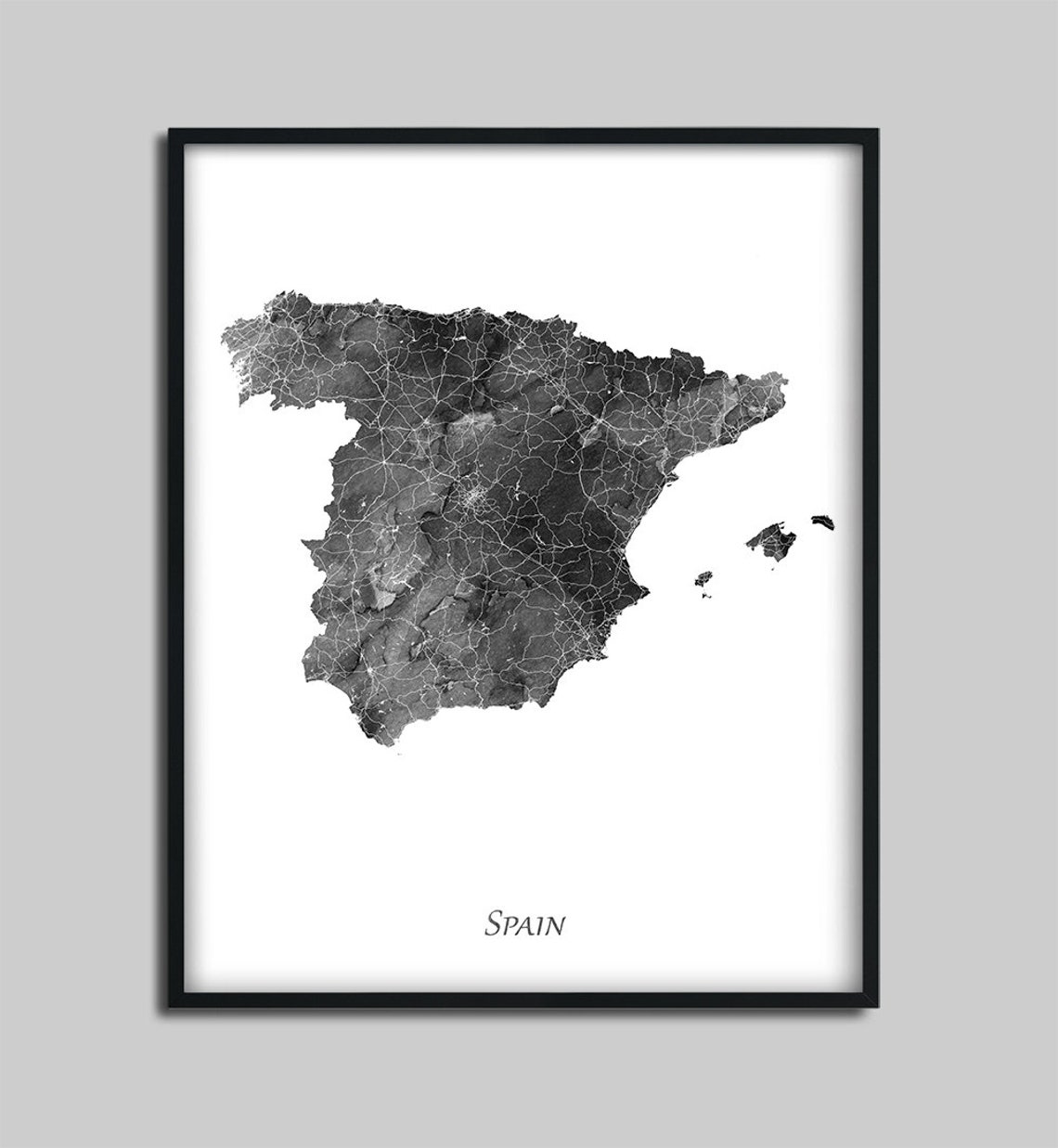 Spain Map Print Spain Watercolor Poster Spain Wall Art | Etsy