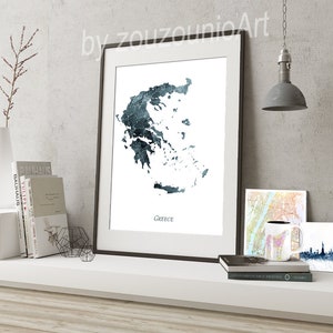 Greece Map Print, Greece Watercolor Map Poster, Greece Wall Art, Greece ...
