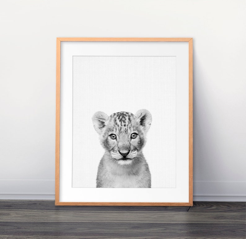 Lion Cub Print Nursery Animal Wall Art Safari Animals Decor - Etsy