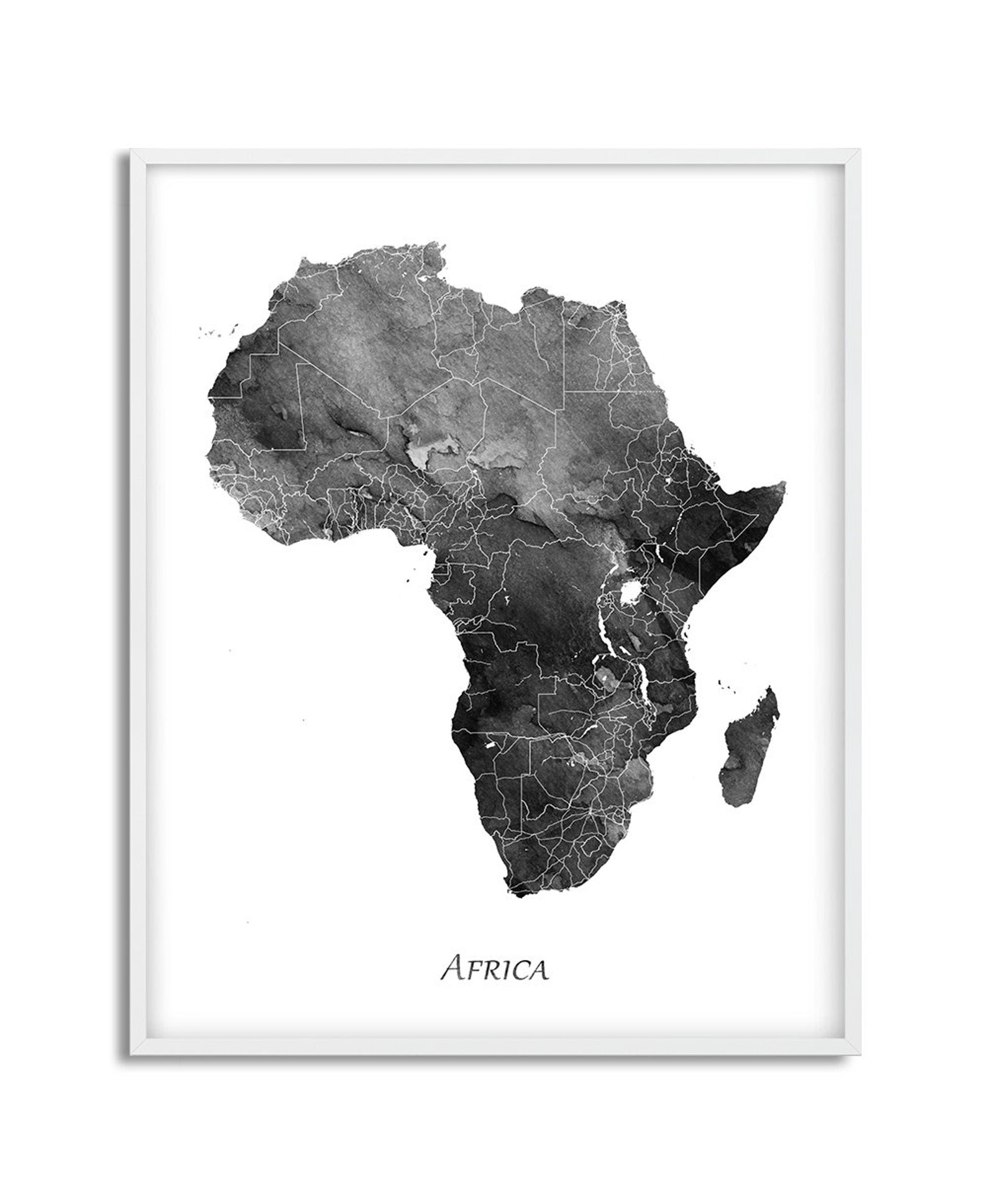 Africa Map Print, Africa Decor, Africa Wall Art, Africa Watercolor Map ...