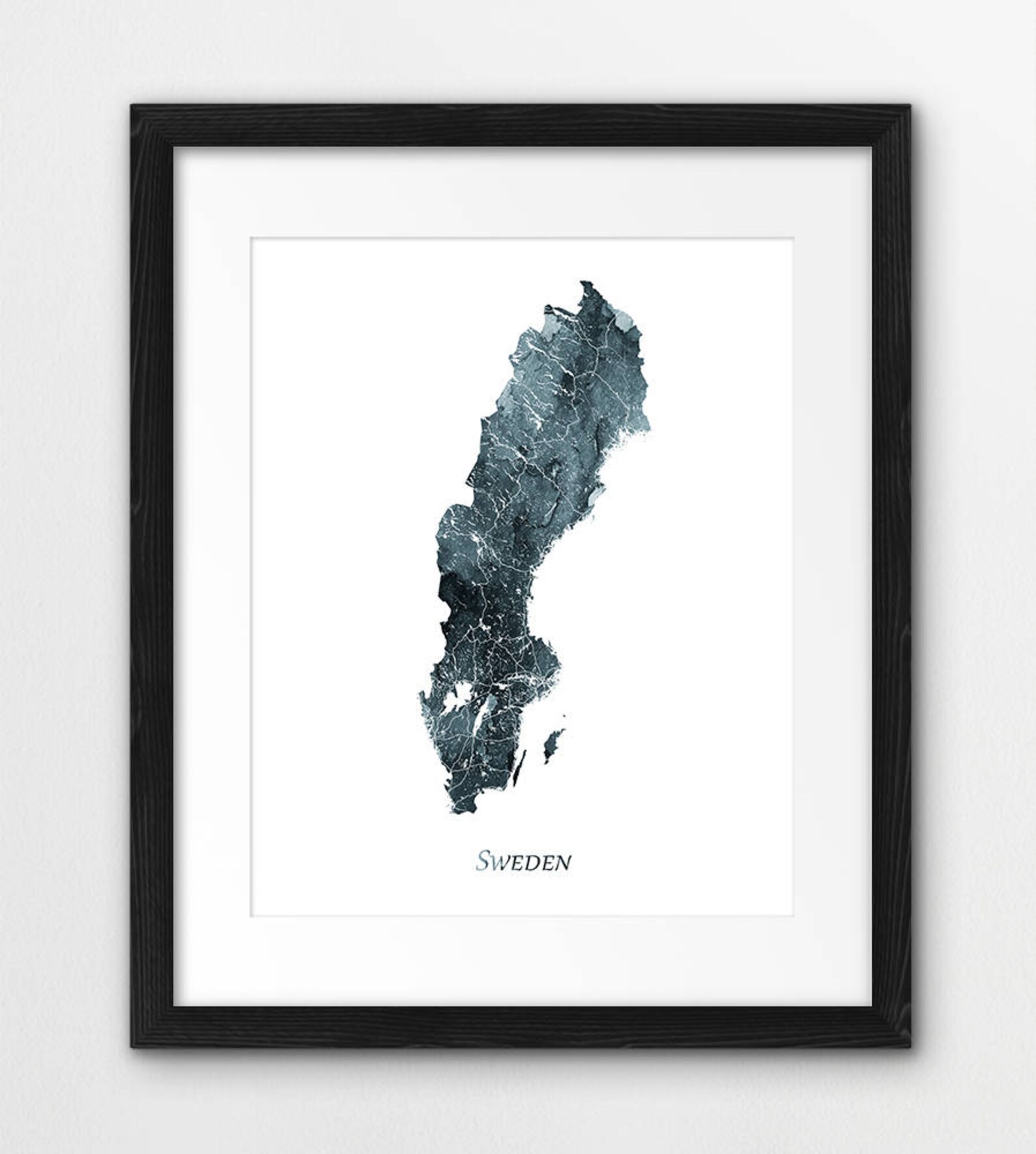 Sweden Map Print, Sweden Watercolor Map Print, Sweden Wall Art, Sweden ...