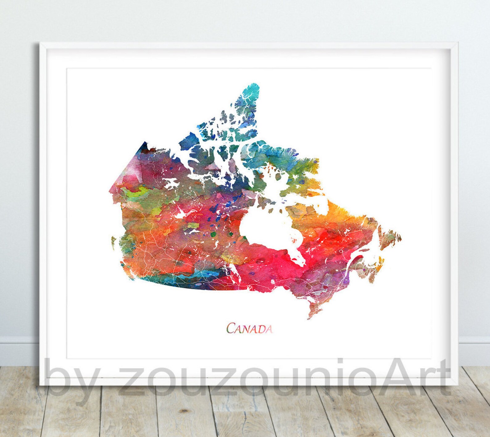 Canada Map Print, Canada Map Watercolor Art Poster, Country Road Map ...