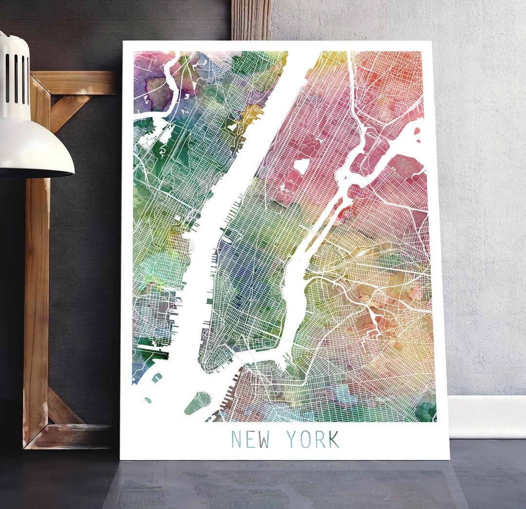 New York City Urban Map Poster, New York City Street Print, Watercolor ...