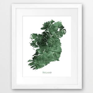 Ireland Map Print Ireland Watercolor Map Poster Ireland Wall | Etsy