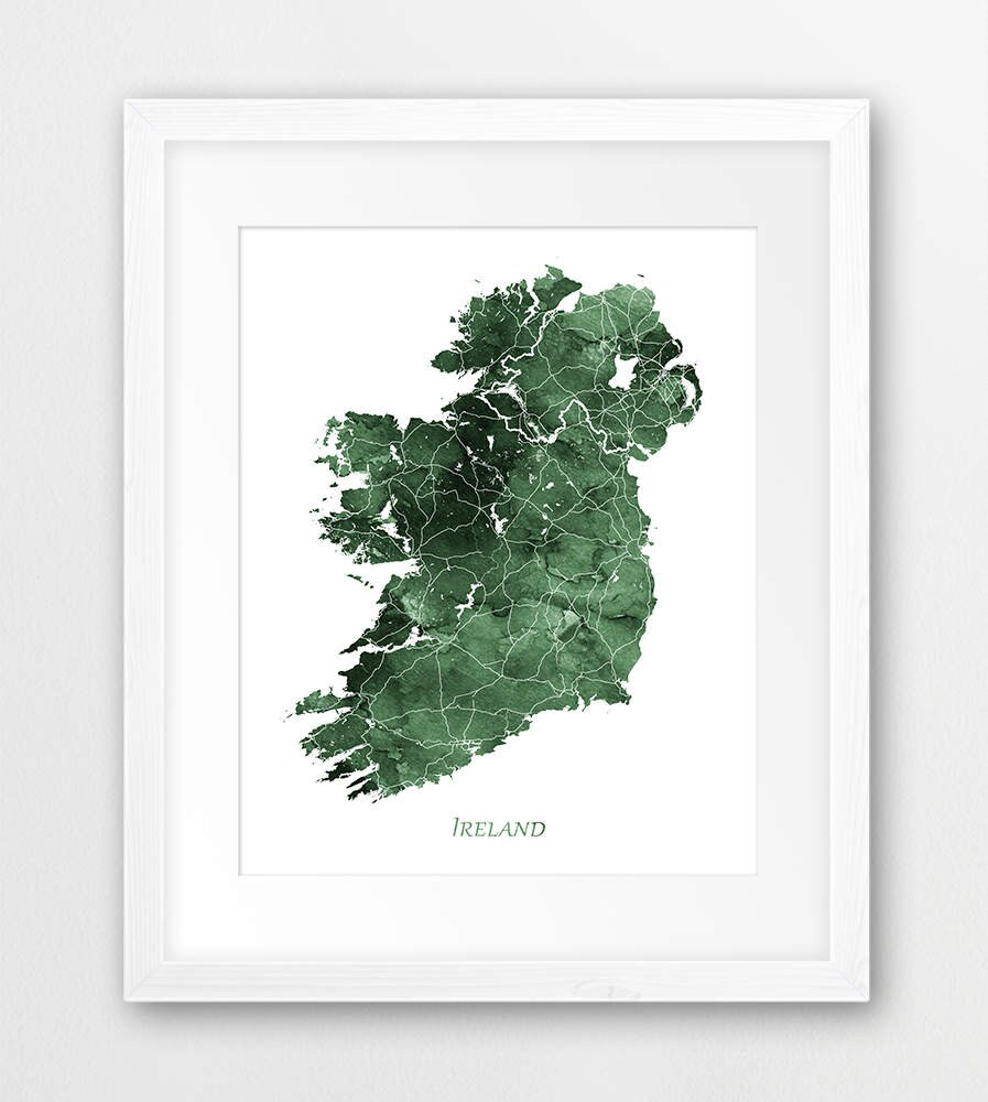 Ireland Map Print Ireland Watercolor Map Poster Ireland Wall | Etsy
