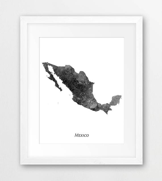 Mexico Map Poster Mexico Watercolor Poster Mexico Wall Art | Etsy