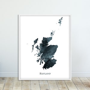 Scotland Map Print, Scotland Wall Art, Watercolor Map Poster, Scotland ...