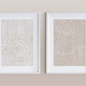 Abstract Minimalist Set of 2 Beige Art Prints, Mid Century, Earth Tone ...