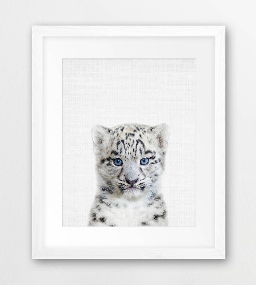 Snow Leopard Print Nursery Animal Wall Art Mountain Animal | Etsy