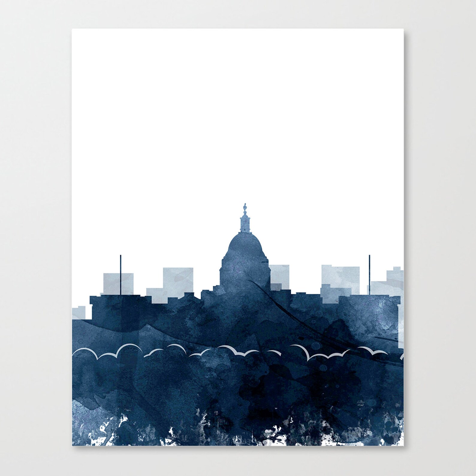 Washington DC Skyline Art Print, Washington DC Watercolor Set of 3 ...