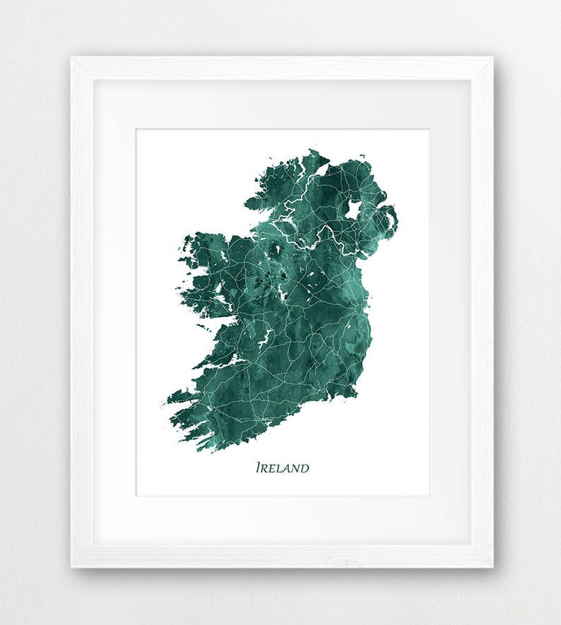 Ireland Map Print, Ireland Watercolor Map Poster, Ireland Map Wall Art ...