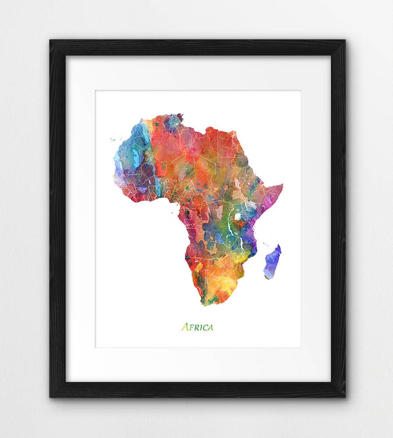 Africa Map Print Africa Map Decor Africa Wall Art | Etsy