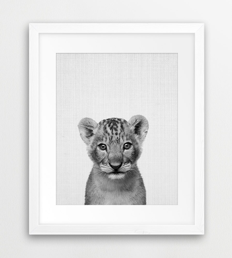 Lion Cub Print Nursery Animal Wall Art Safari Animals Decor | Etsy
