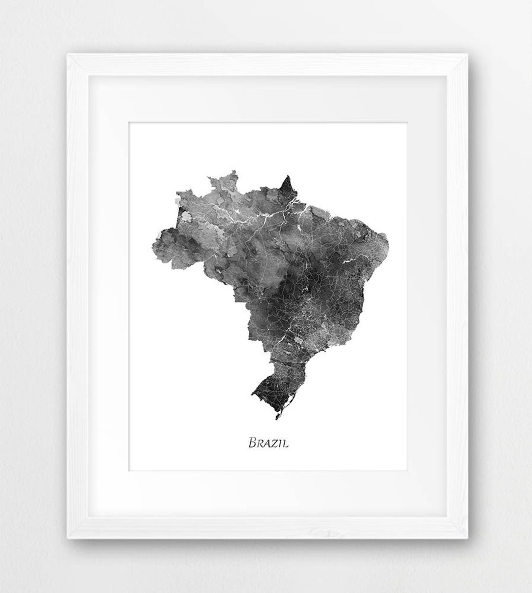 Brazil Map Print, Brazil Map Poster, Brazil Wall Art, Brazil Map ...