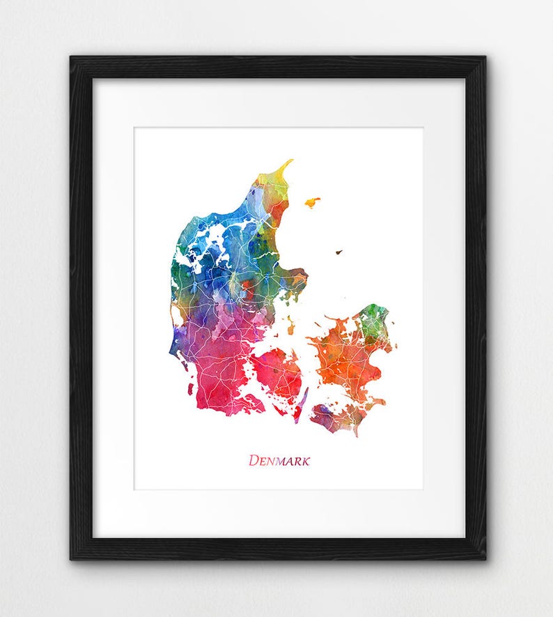 Denmark Map Print, Denmark Poster Map Print, Denmark Wall Art ...
