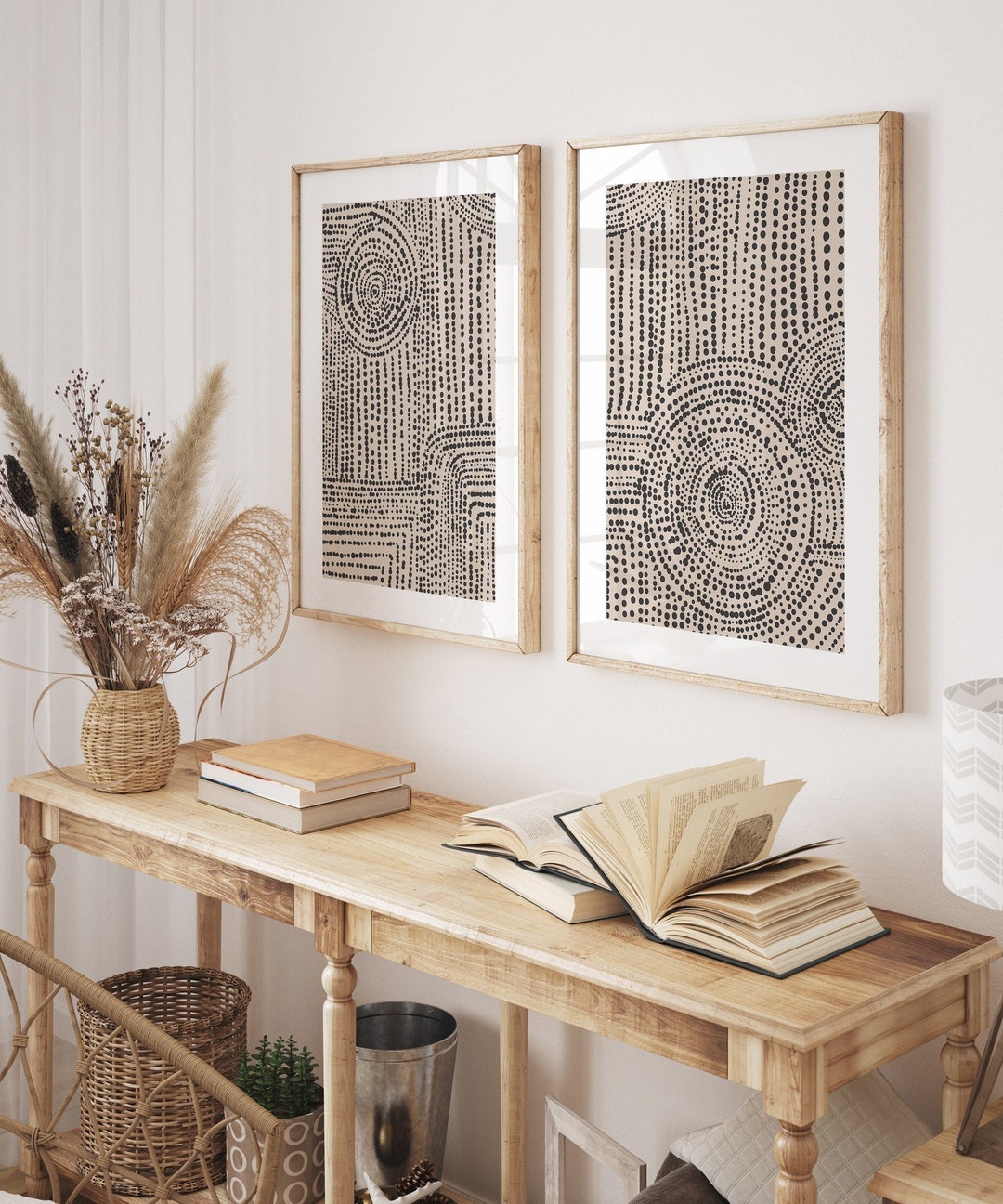 Abstract Minimalist Set of 2 Beige Art Prints, Mid Century, Earth Tone ...