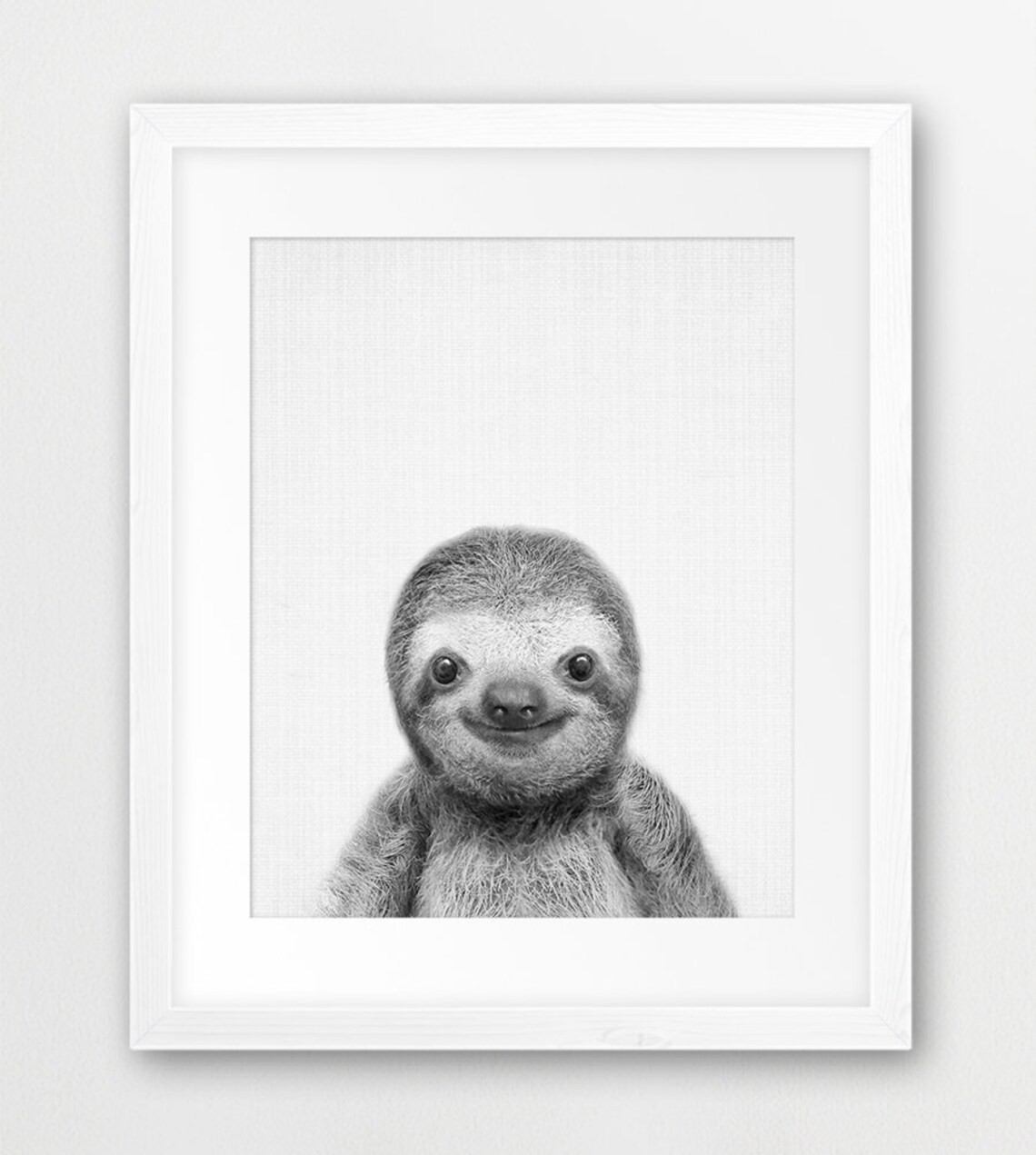 Sloth Print, Nursery Wall Art, Baby Sloth Print, Black and White ...