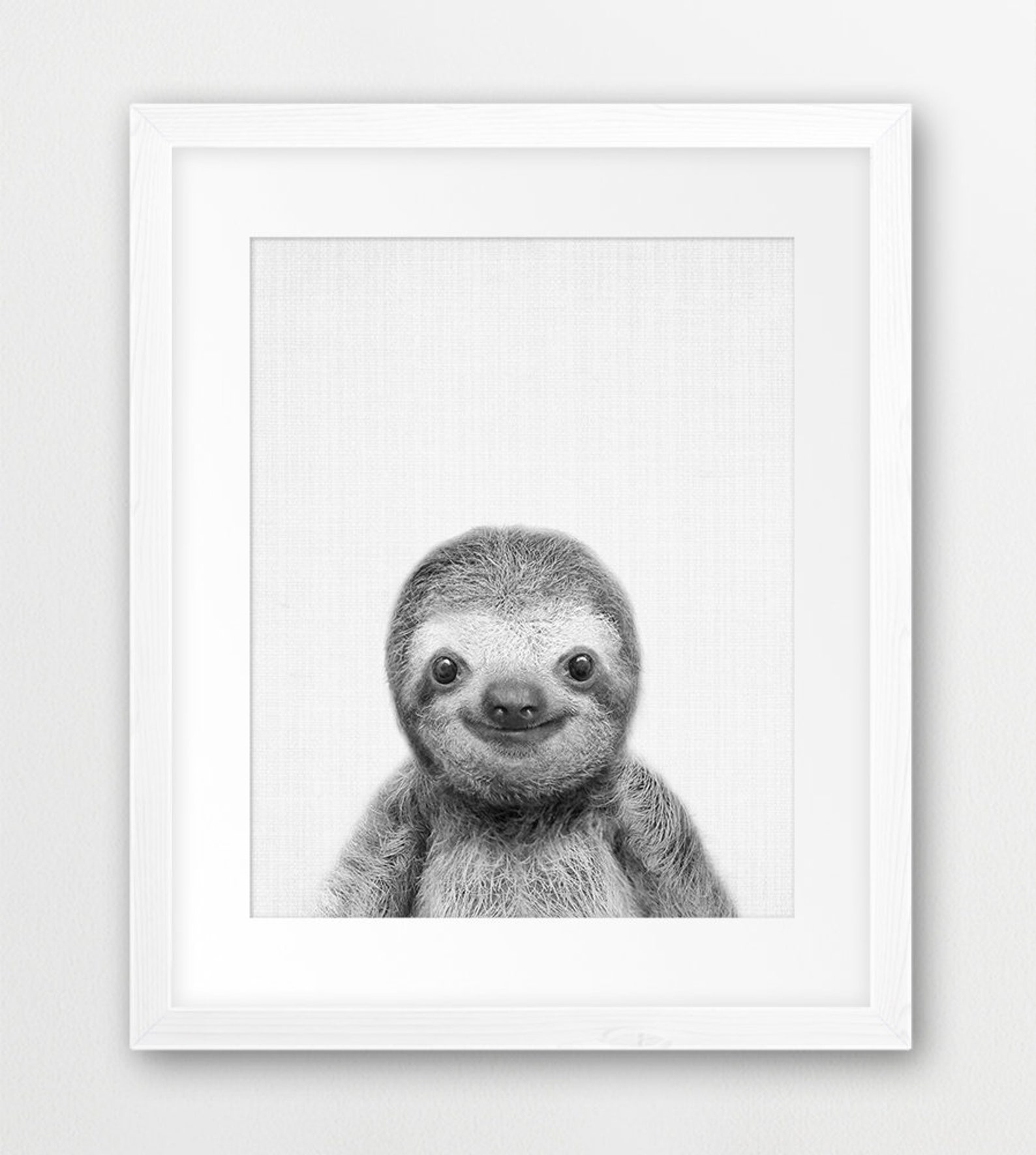 Sloth Print Nursery Wall Art Baby Sloth Print Black and - Etsy