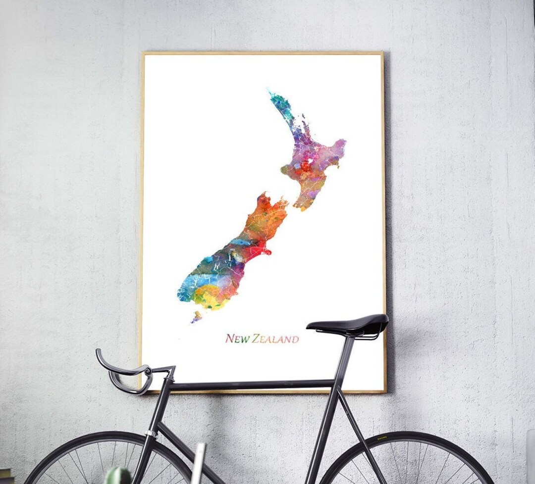 New Zealand Map Print, New Zealand Poster, New Zealand Wall Art, New ...