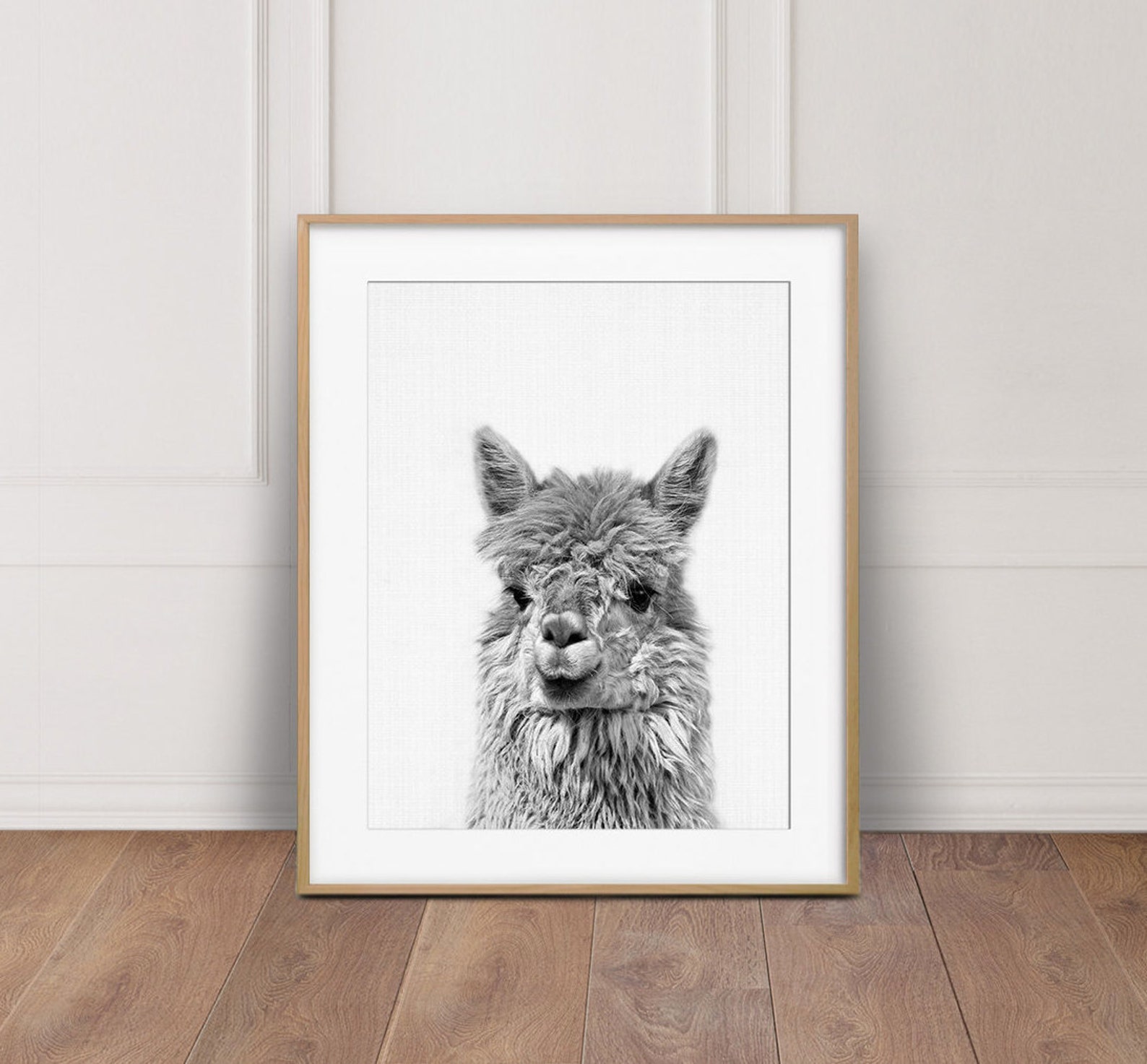 Alpaca Print Nursery Wall Art Black White Photography | Etsy