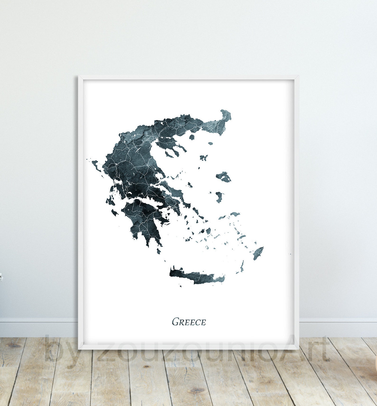 Greece Map Print Greece Watercolor Map Poster Greece Wall | Etsy