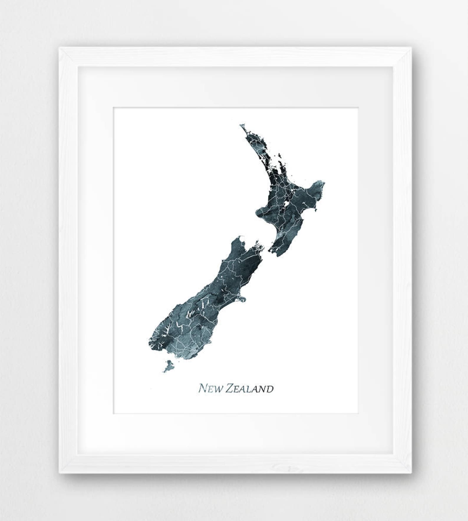 New Zealand Map Print New Zealand Poster New Zealand Wall | Etsy