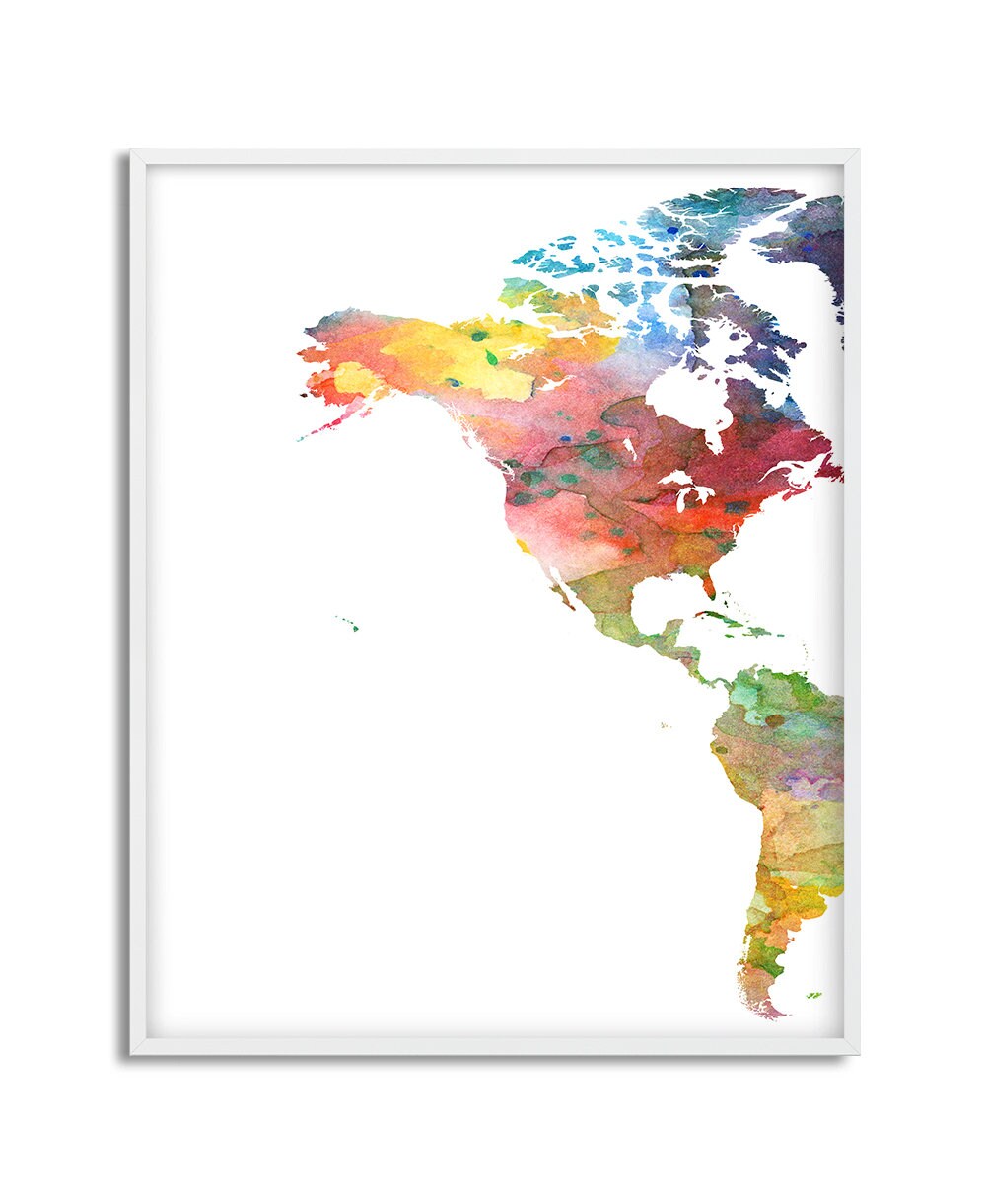 World Map Watercolor Print Watercolor World Map Set of 3 - Etsy
