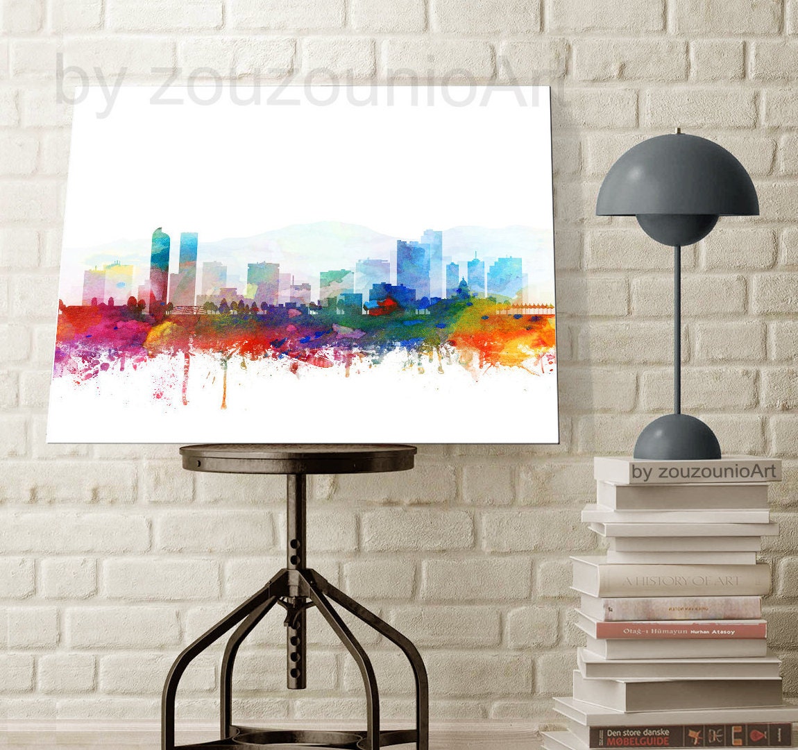 Denver Skyline Print Denver Skyline Watercolor Art Poster | Etsy