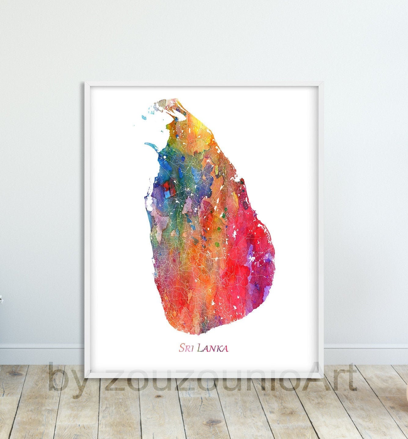 Sri Lanka Map Print Sri Lanka Watercolor Art Poster Sri | Etsy