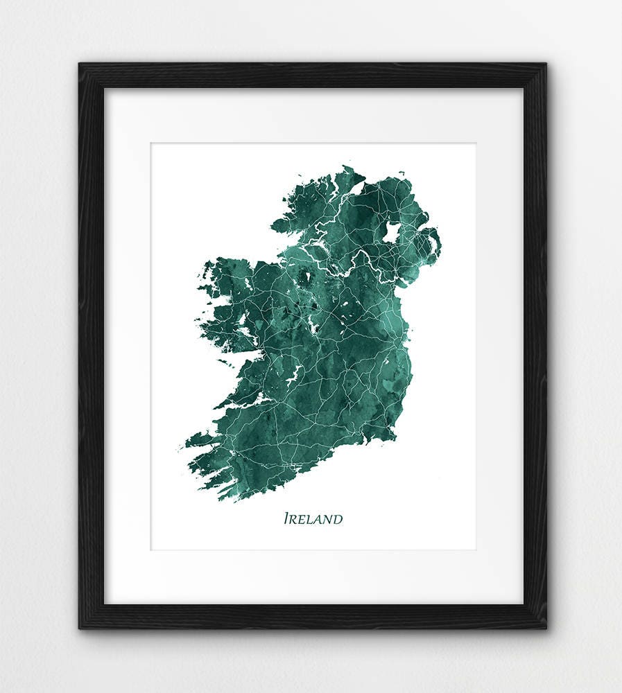 Ireland Map Print Ireland Watercolor Map Poster Ireland Map | Etsy