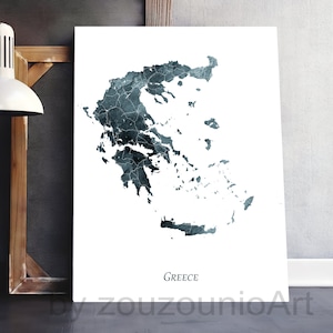 Greece Map Print, Greece Watercolor Map Poster, Greece Wall Art, Greece ...