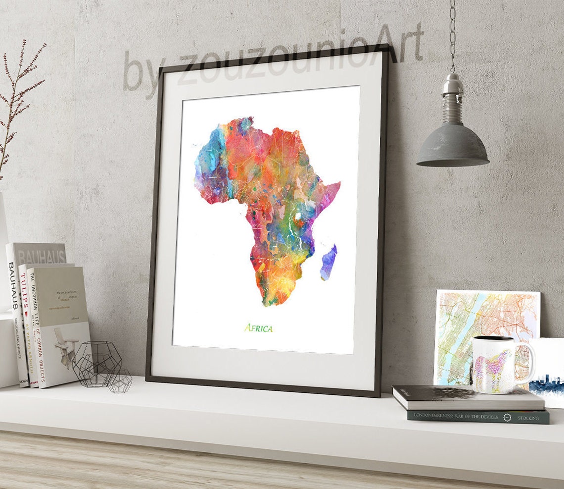 Africa Map Print Africa Map Decor Africa Wall Art - Etsy