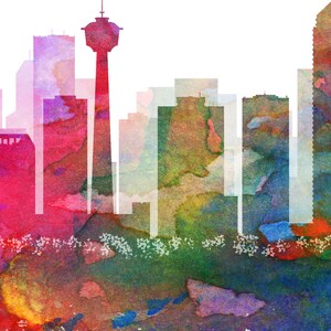 Calgary Skyline Print, Calgary Watercolor Poster, Calgary Canada ...