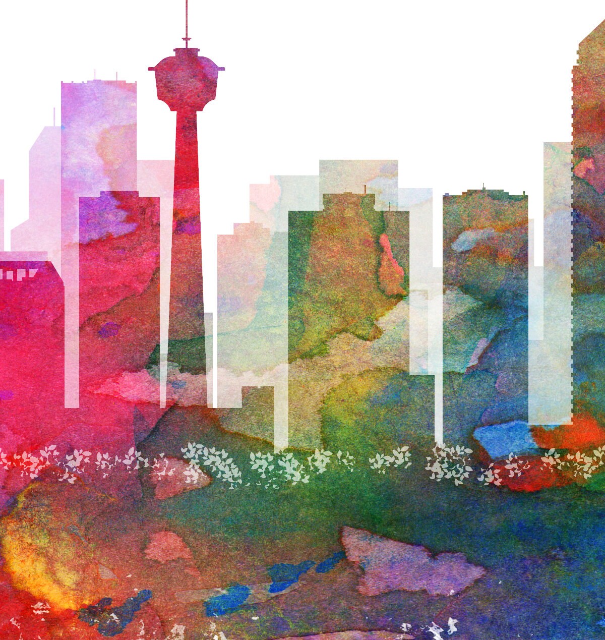 Calgary Skyline Print Calgary Watercolor Poster Calgary | Etsy Canada