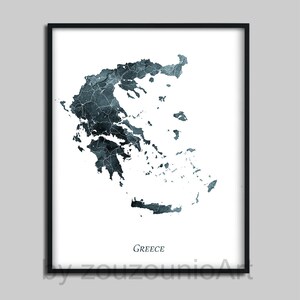 Greece Map Print, Greece Watercolor Map Poster, Greece Wall Art, Greece ...