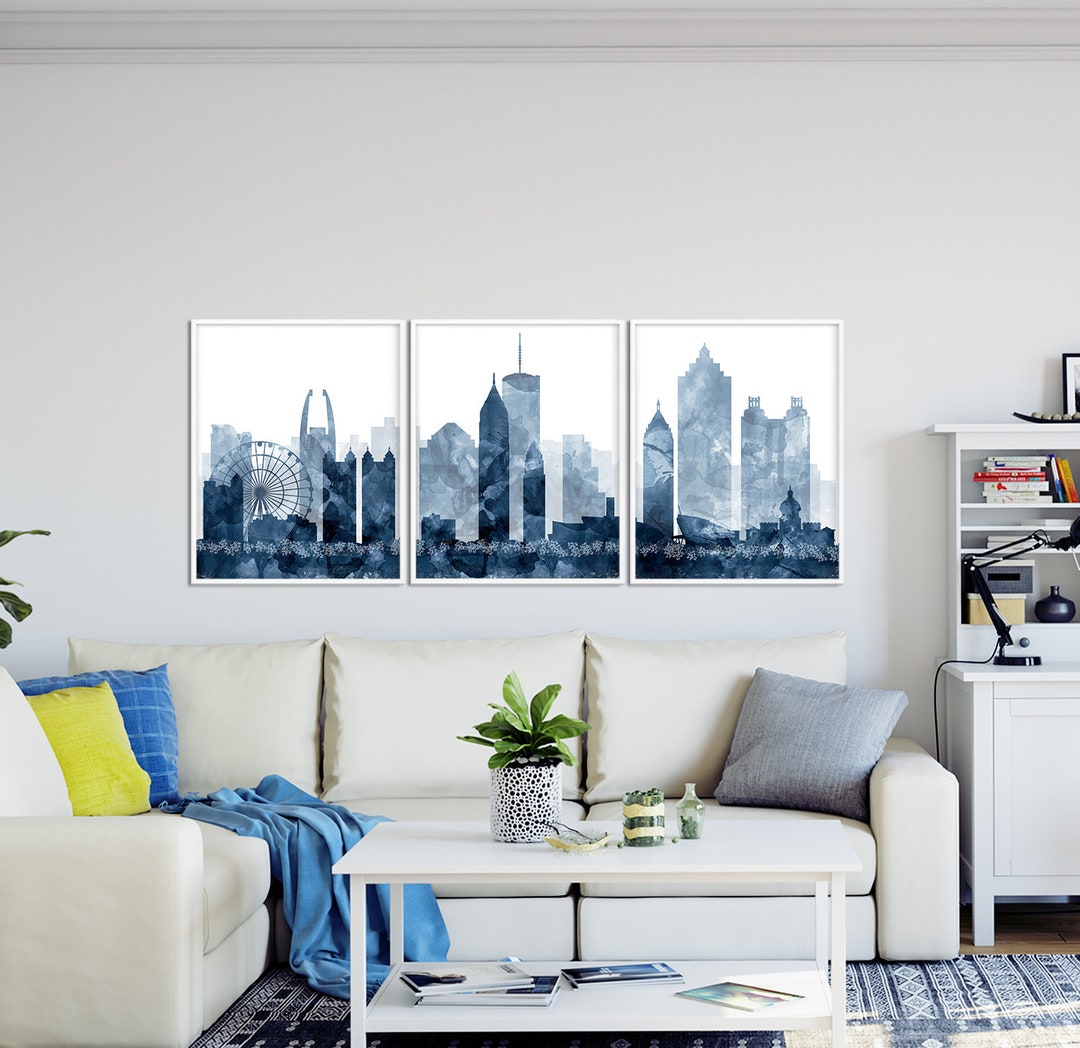 Atlanta Skyline Print, Atlanta Set of 3, Atlanta Triptych Posters ...